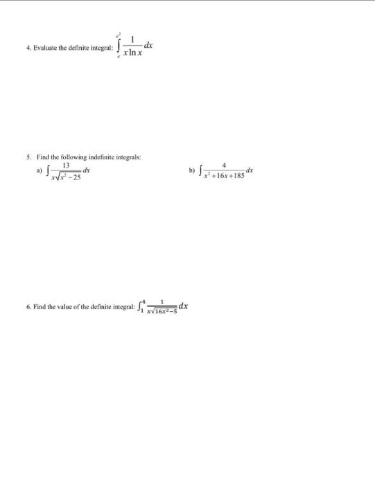 Solved 1. Find the following indefinite integrals: a) | Chegg.com