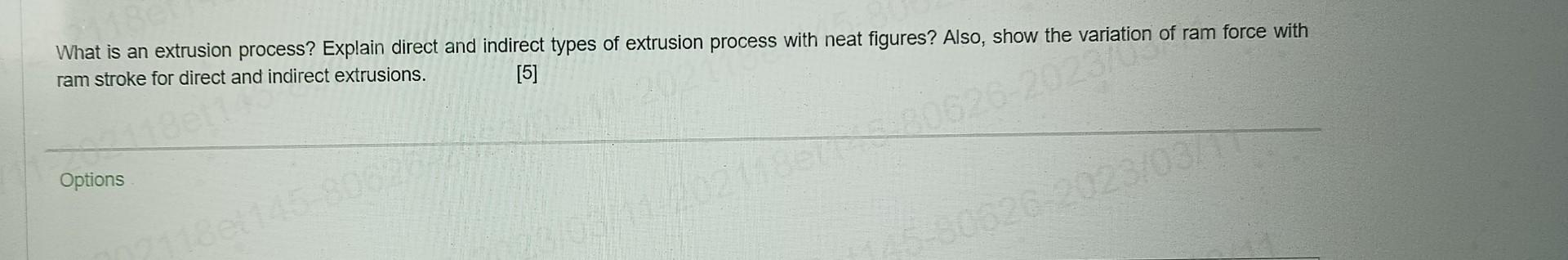 Solved What is an extrusion process? Explain direct and | Chegg.com