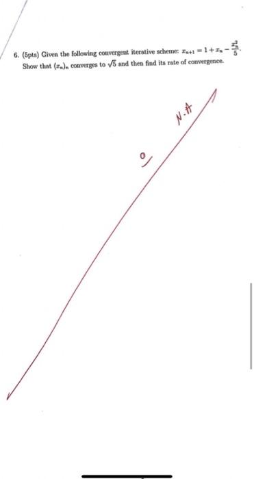 Solved 6. (5pts) Given the following couvergent iterative | Chegg.com
