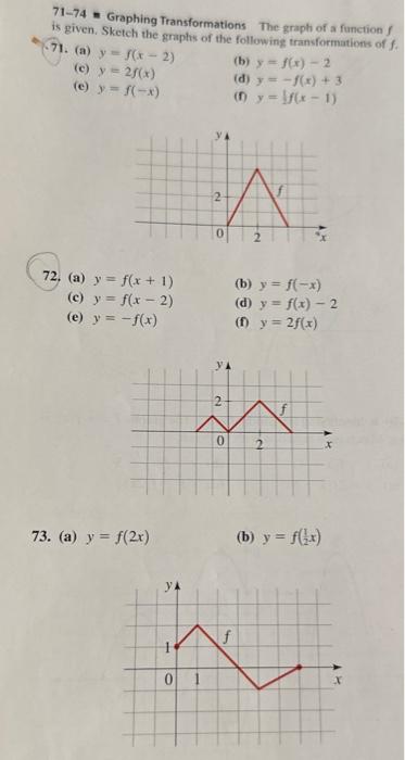 Solved 71-74 = Graphing Transformations The graph of a | Chegg.com