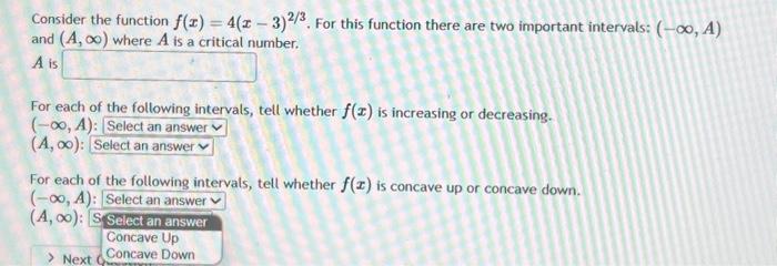 Solved Consider the function f(x)=4(x−3)2/3. For this | Chegg.com