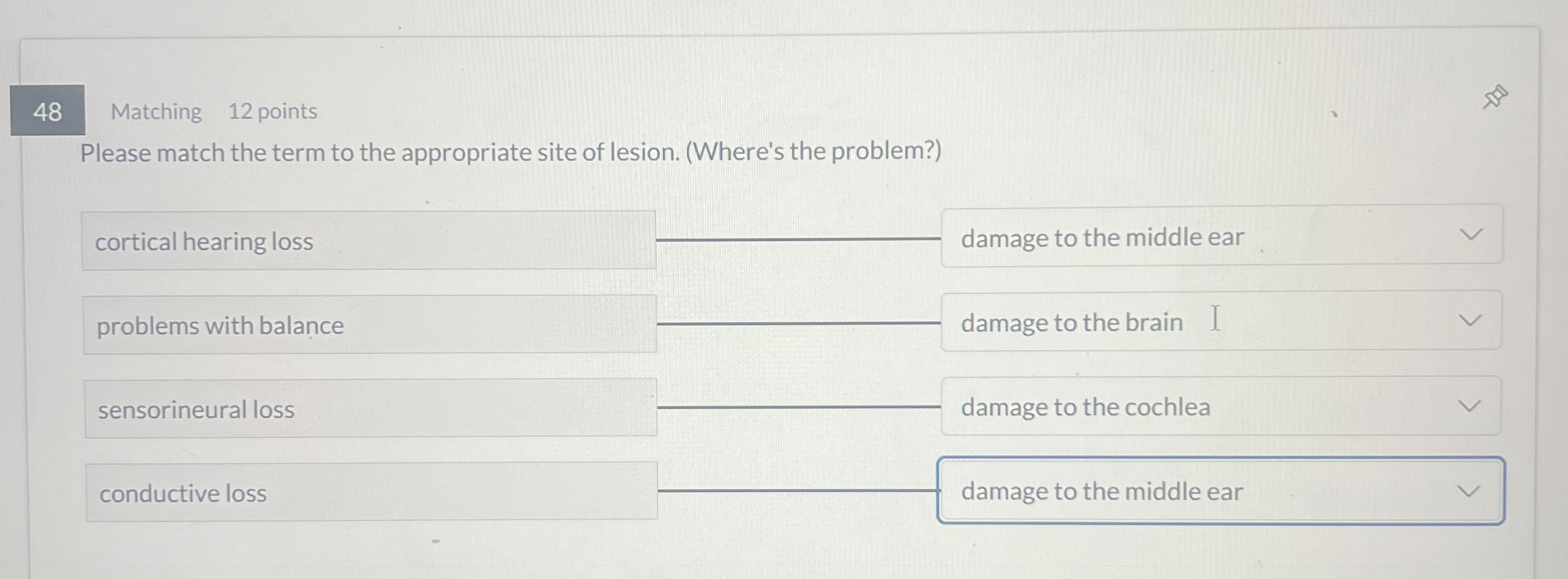 Solved 48Matching 12 ﻿pointsPlease match the term to the | Chegg.com