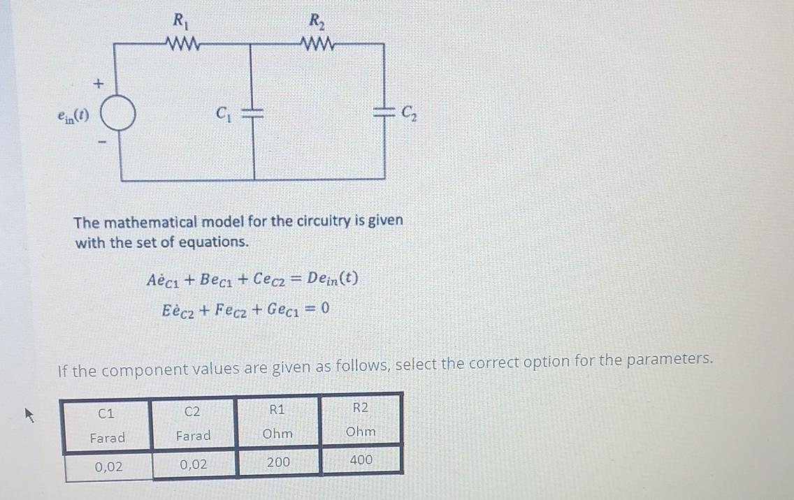 The mathematical model for the circuitry is given | Chegg.com