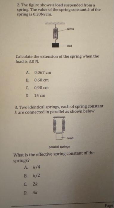 Solved 2. The figure shows a load suspended from a spring. | Chegg.com