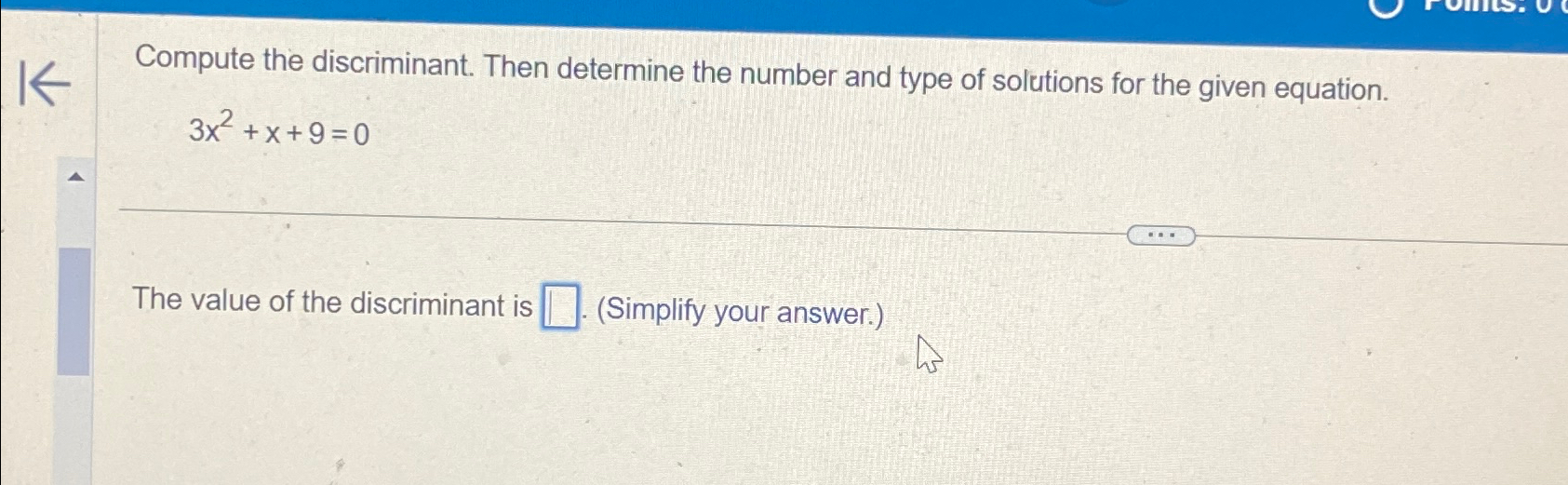 Solved Compute the discriminant. Then determine the number | Chegg.com