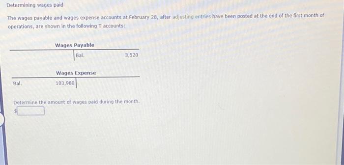 Solved Determining wages paid The wages payable and wages | Chegg.com