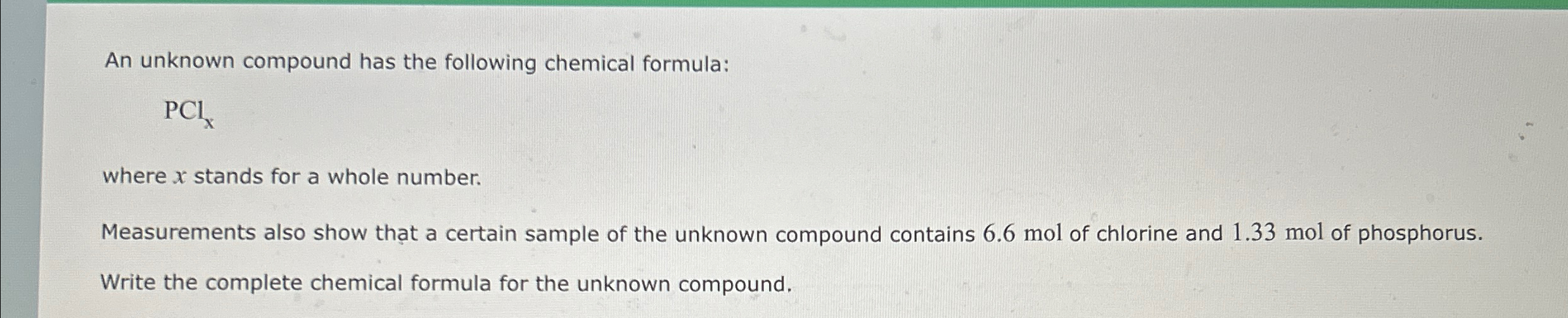 Solved An unknown compound has the following chemical | Chegg.com