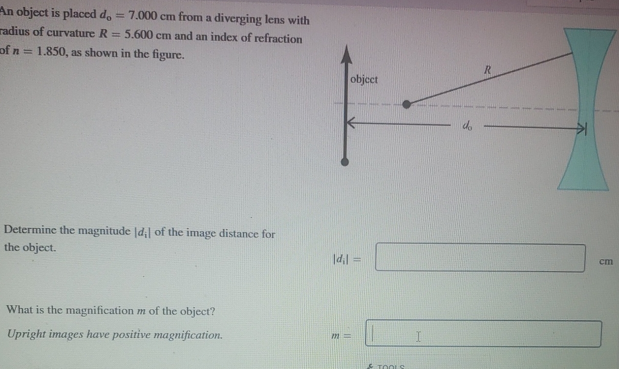 Solved An object is placed do=7.000cm ﻿from a diverging lens | Chegg.com