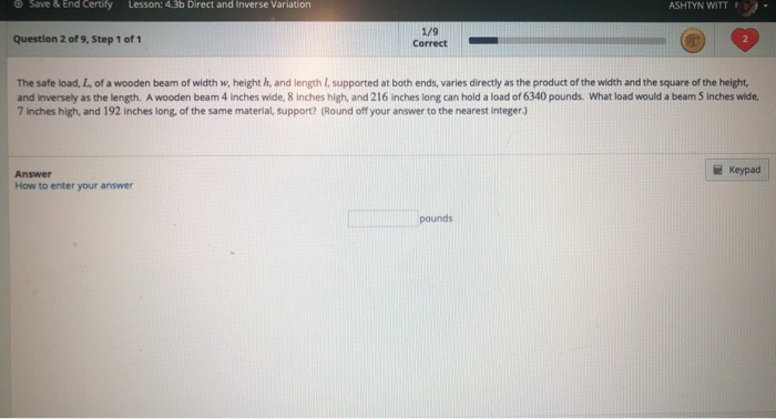 Solved Save & End Certify Lesson: 4.3b Direct and Inverse | Chegg.com