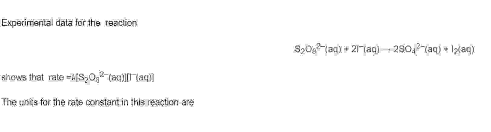 Solved Experimental data for the | Chegg.com