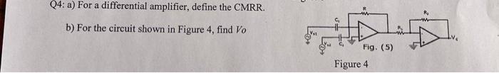 Solved Q4: a) For a differential amplifier, define the CMRR. | Chegg.com
