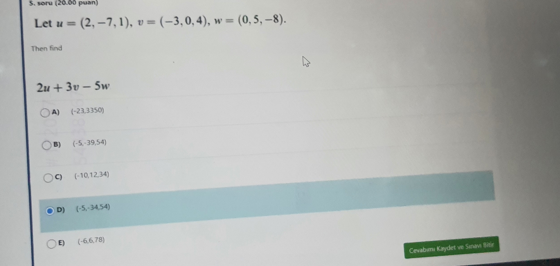Solved soru (20.00 ﻿puan)Let | Chegg.com