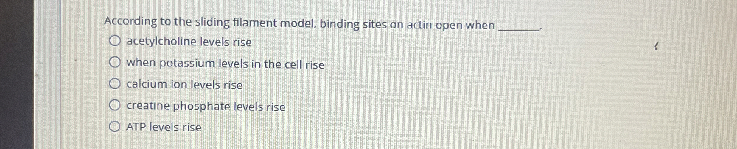 Solved According to the sliding filament model, binding | Chegg.com