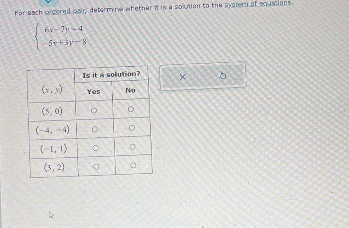 Solved For each ordered pair, determine whether it is a | Chegg.com