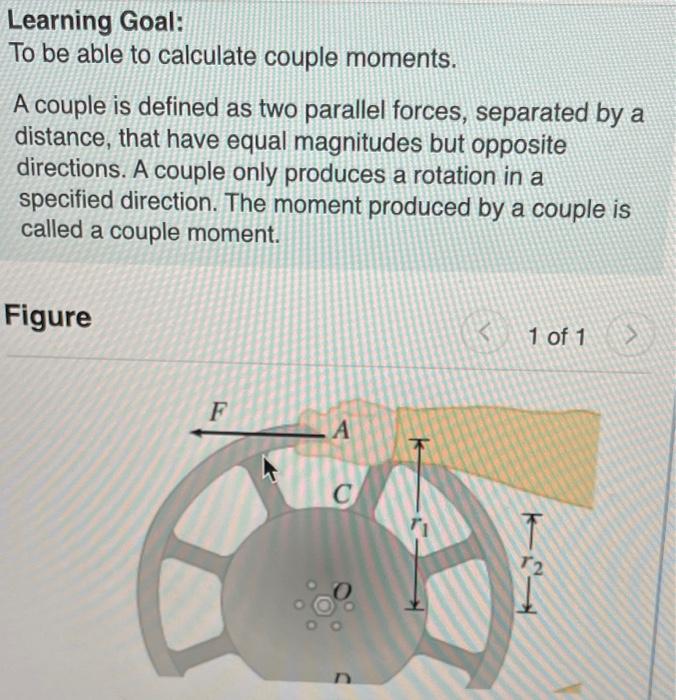 Solved Learning Goal: To be able to calculate couple | Chegg.com
