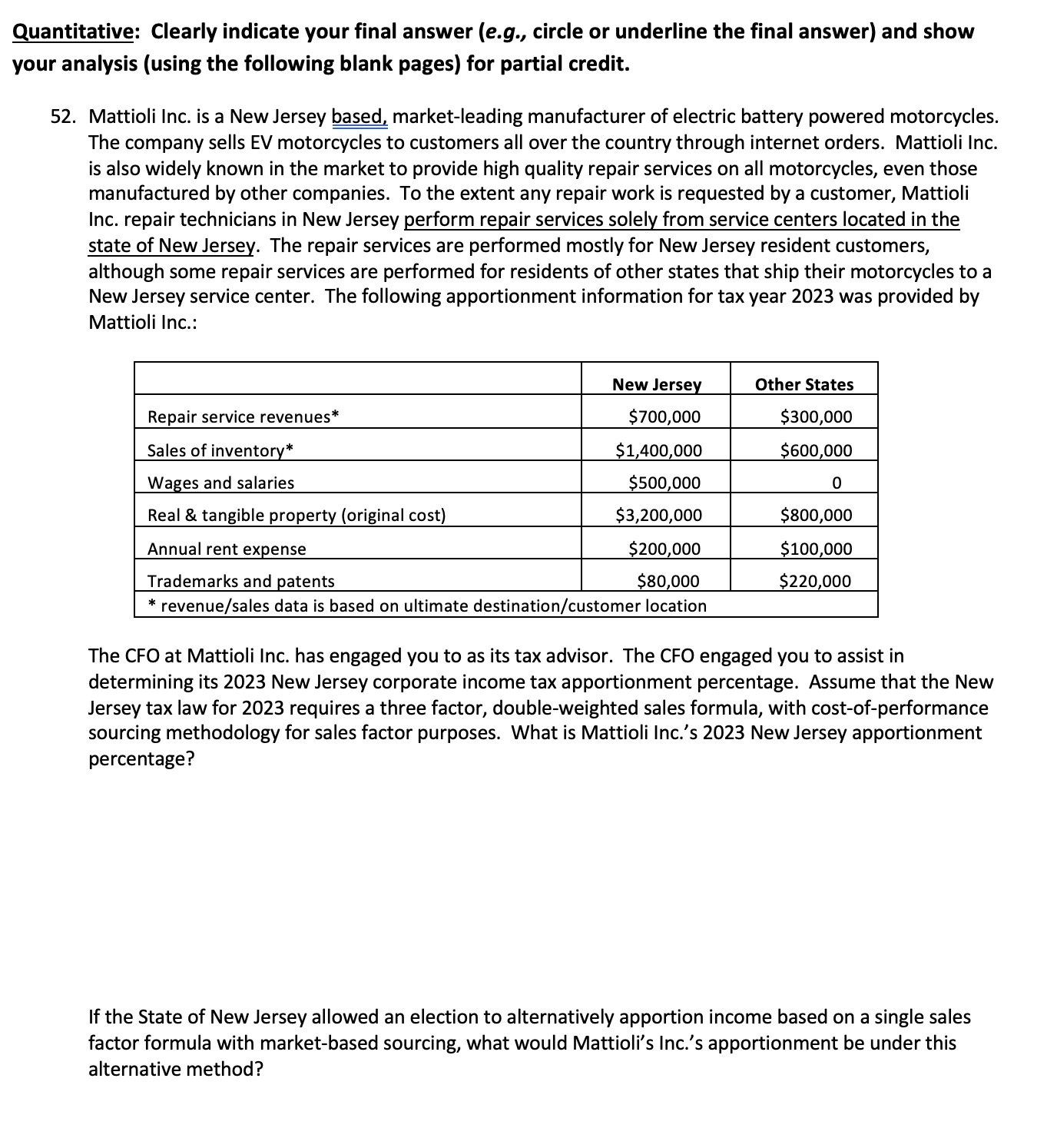 Solved Quantitative: Clearly indicate your final answer | Chegg.com