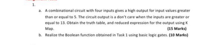 Solved a. A combinational circuit with four inputs gives a | Chegg.com
