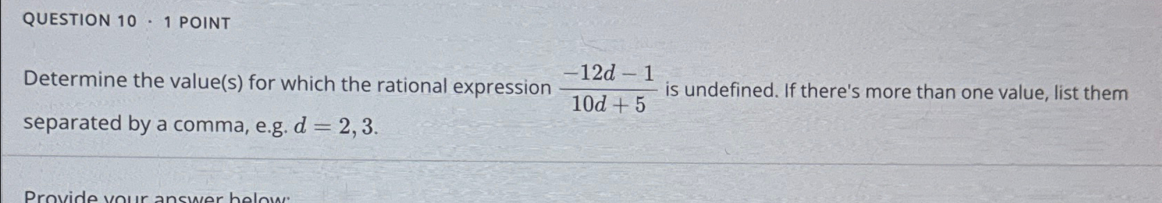 Solved QUESTION 10 - 1 ﻿POINTDetermine the value(s) ﻿for | Chegg.com