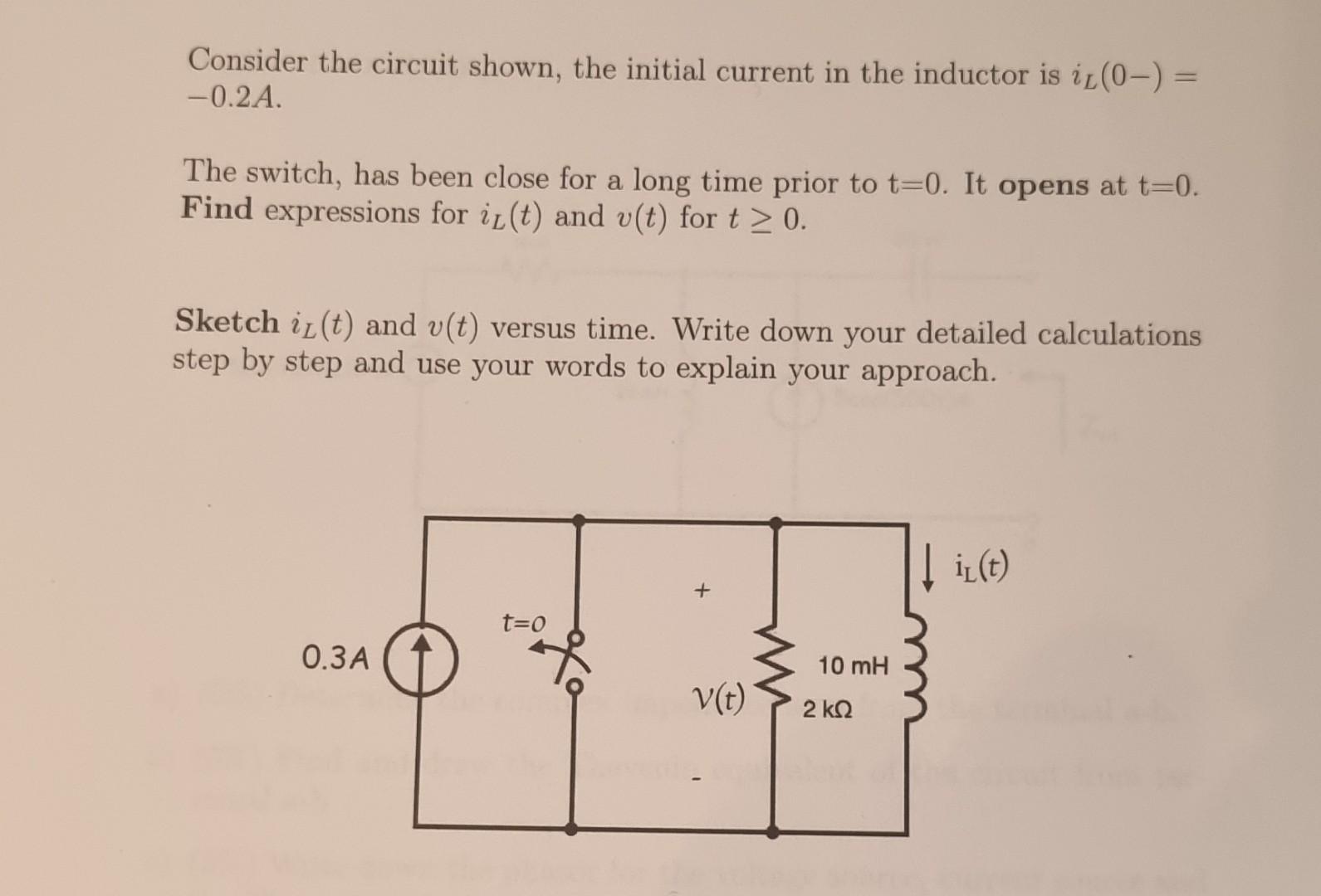 Solved Consider the circuit shown, the initial current in | Chegg.com