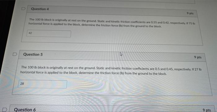 Solved The 100 ib block b originally at rest on the ground. | Chegg.com