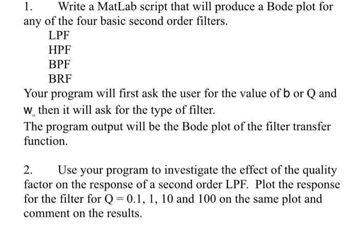 Solved Write A Matlab Script That Will Produce A Bode Plot 8391