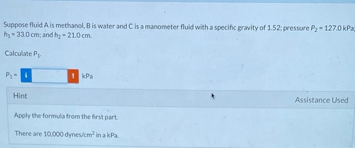 Solved Three different fluids are used in the manometer | Chegg.com