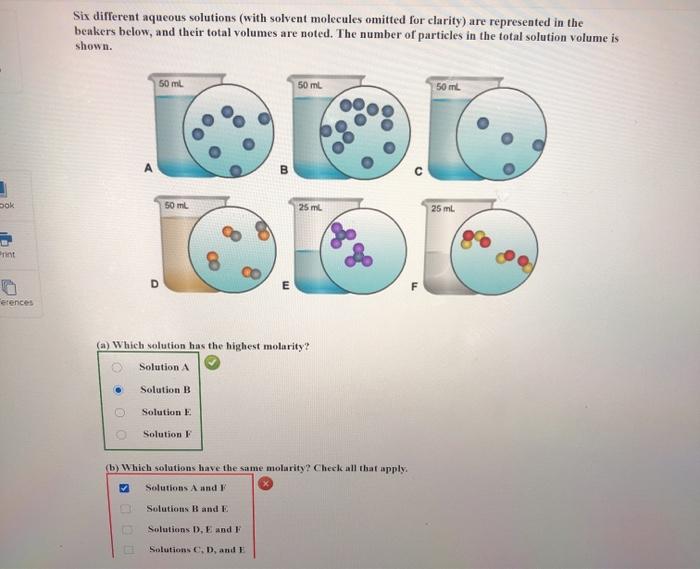 Solved Six different aqueous solutions (with solvent | Chegg.com
