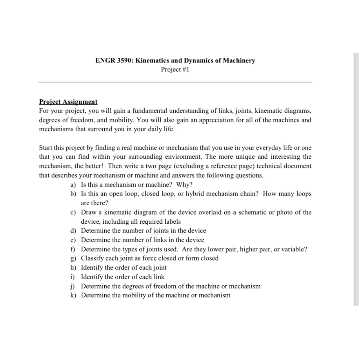 Solved ENGR 3590: Kinematics and Dynamics of | Chegg.com