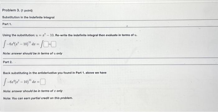 Solved Using the substitution: u=x7−10. Re-write the | Chegg.com