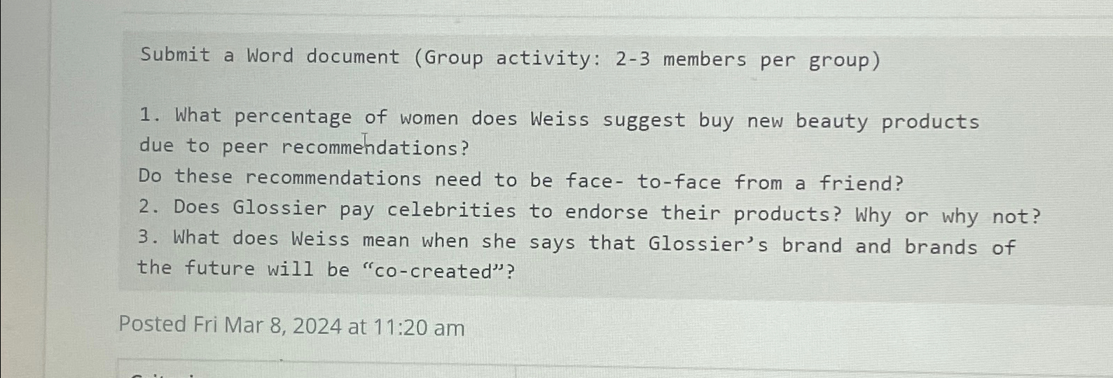 Solved Submit a Word document (Group activity: 2-3 ﻿members | Chegg.com
