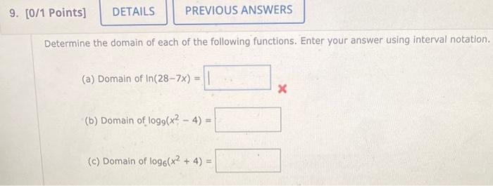 Solved Determine the domain of each of the following | Chegg.com