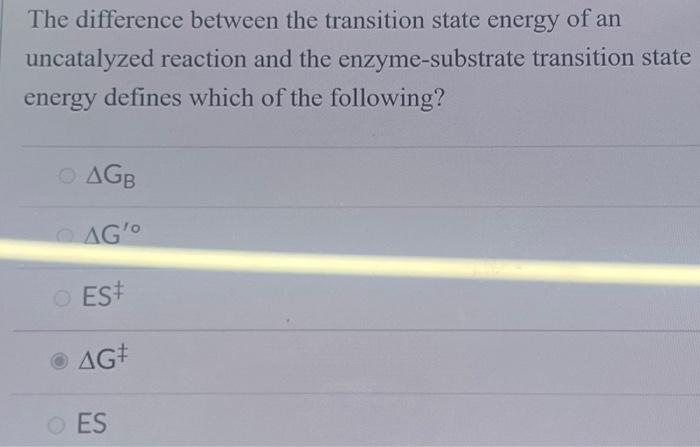 Solved The difference between the transition state energy of | Chegg.com