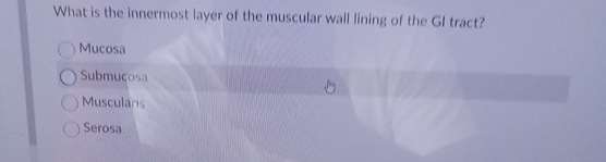 Solved What is the innermost layer of the muscular wall | Chegg.com