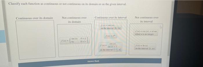 Solved Classify each function as continuous or not | Chegg.com