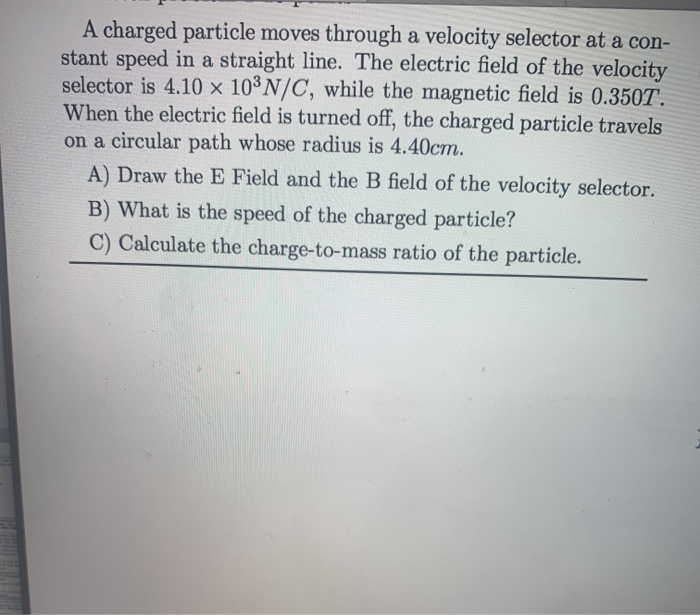 Solved A charged particle moves through a velocity selector | Chegg.com
