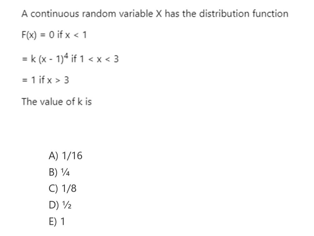 Solved A continuous random variable X has the distribution | Chegg.com