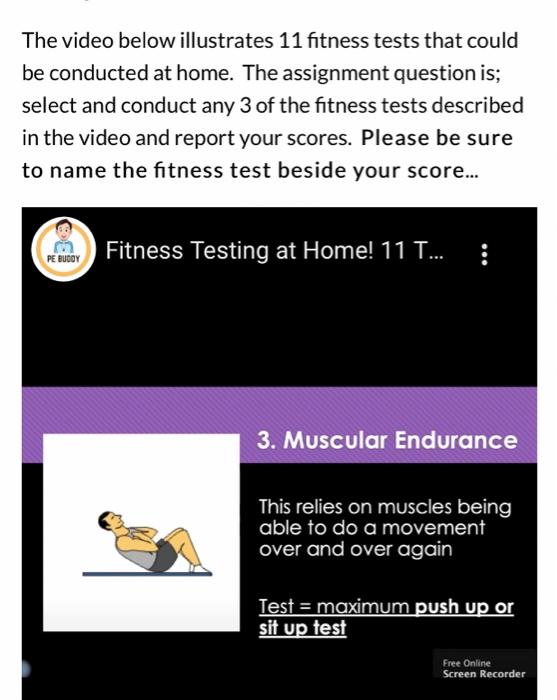 Solved You have to physically conduct 3 of the exercises, | Chegg.com
