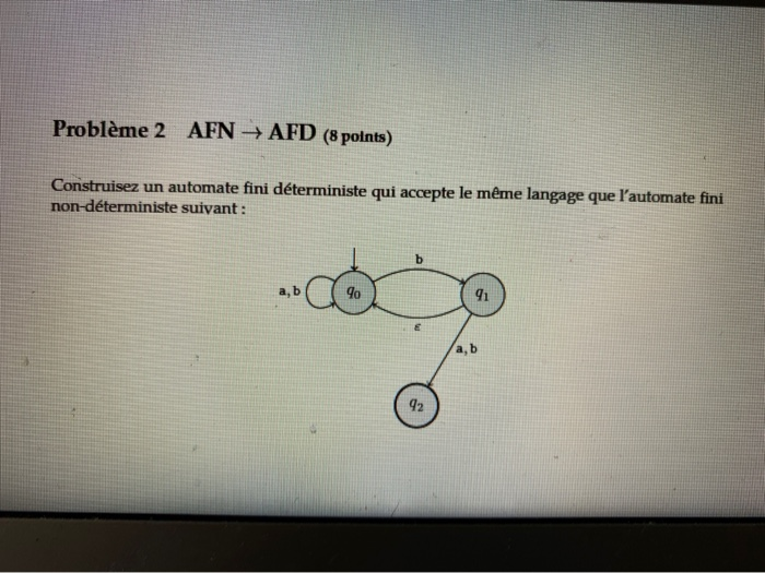 Solved Problème 2 AFN + AFD (8 points) Construisez un | Chegg.com