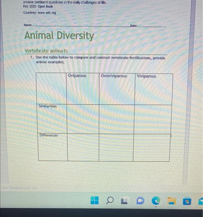 Solved 1. Use the table below to compare and contrast | Chegg.com