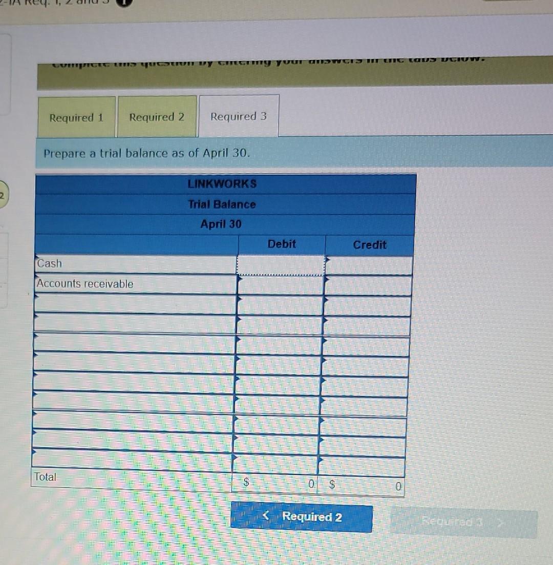 Toख uाe2-1A Req. 1,2 and 3 iPrepare a trial balance | Chegg.com