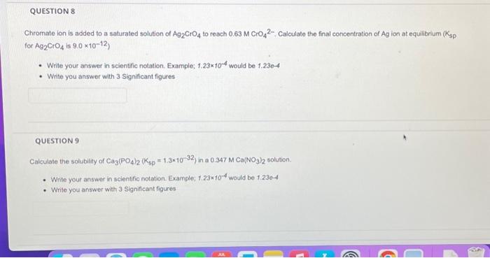 Solved Chromate ion is added to a saturated solution of | Chegg.com