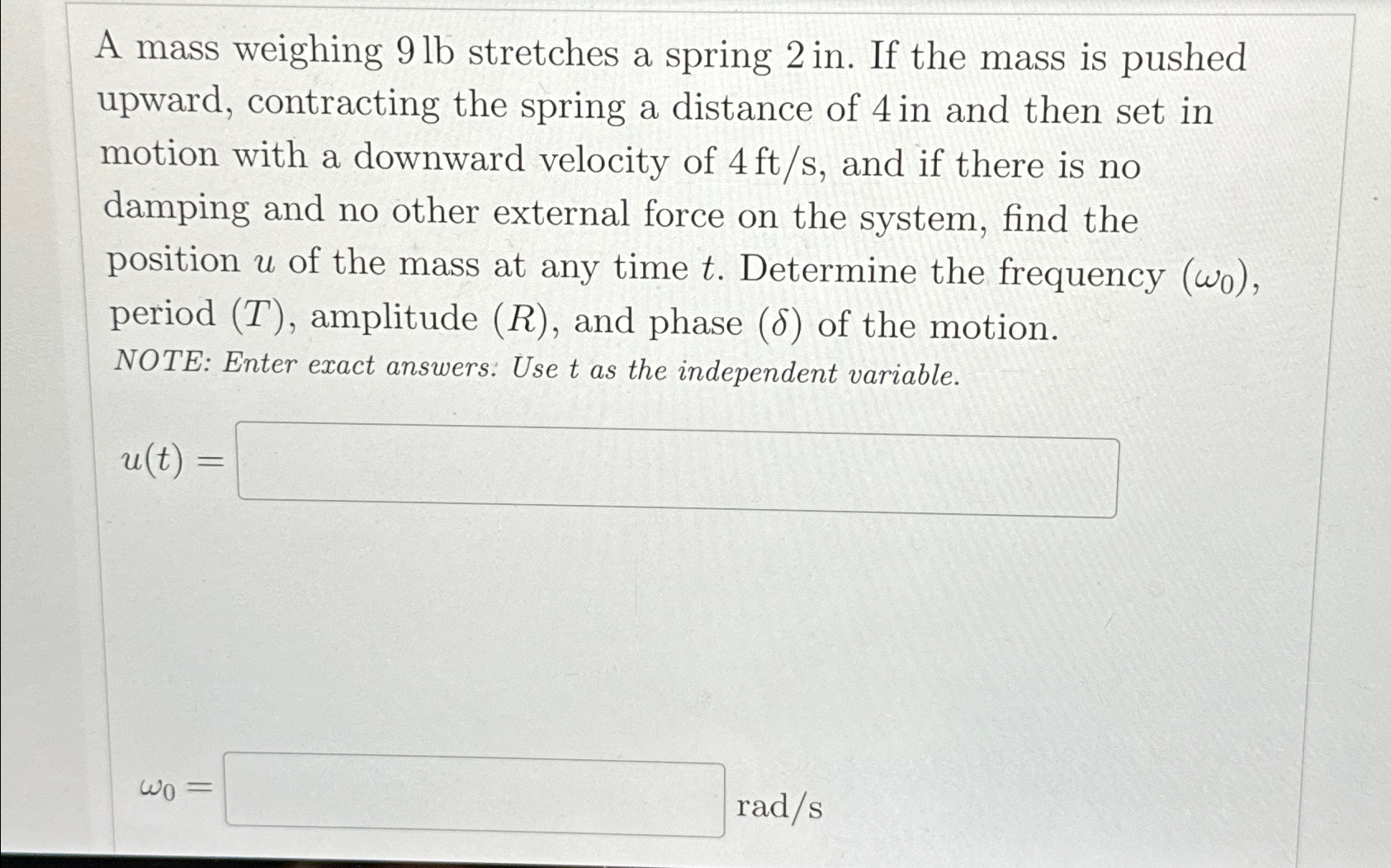 Solved A 4-kilogram object stretches a spring 6 ﻿centimeters | Chegg.com
