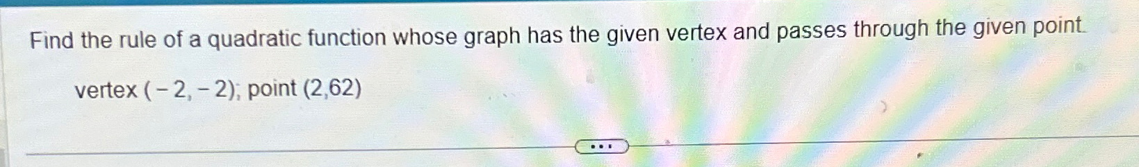 Solved Find the rule of a quadratic function whose graph has | Chegg.com