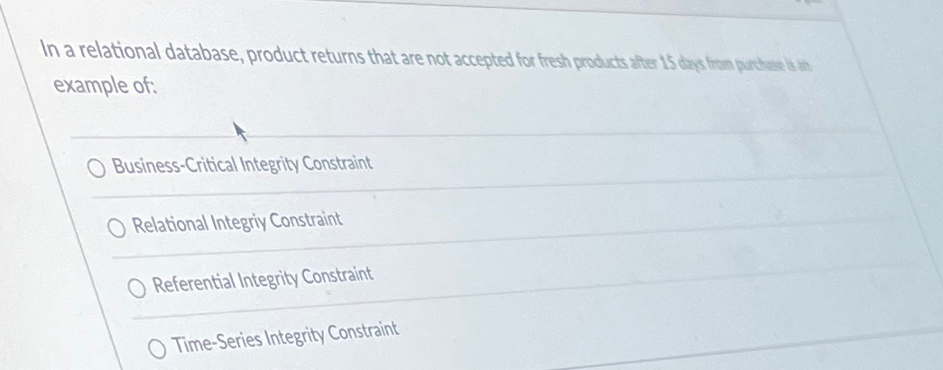 Solved example of:Business-Critical Integrity | Chegg.com