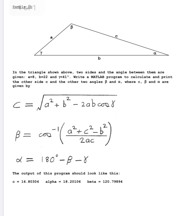 Solved Sample 1b B c a In the triangle shown above, two | Chegg.com