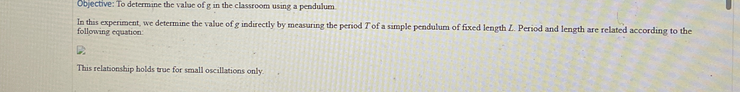 Solved Objective: To determine the value of g ﻿in the | Chegg.com