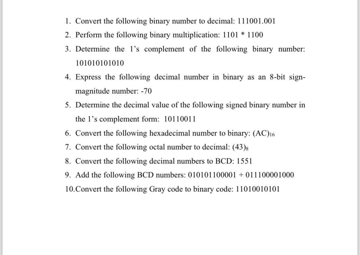 Solved Convert the following binary number to decimal: | Chegg.com