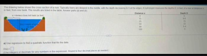Solved The drawing below shows the cross section of a river. | Chegg.com