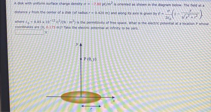 Solved A disk with uniform surface charge density | Chegg.com
