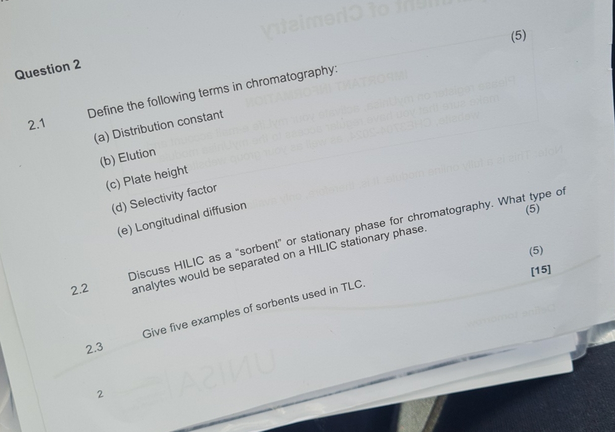 Solved Question 2(5)2.1 ﻿Define the following terms in | Chegg.com